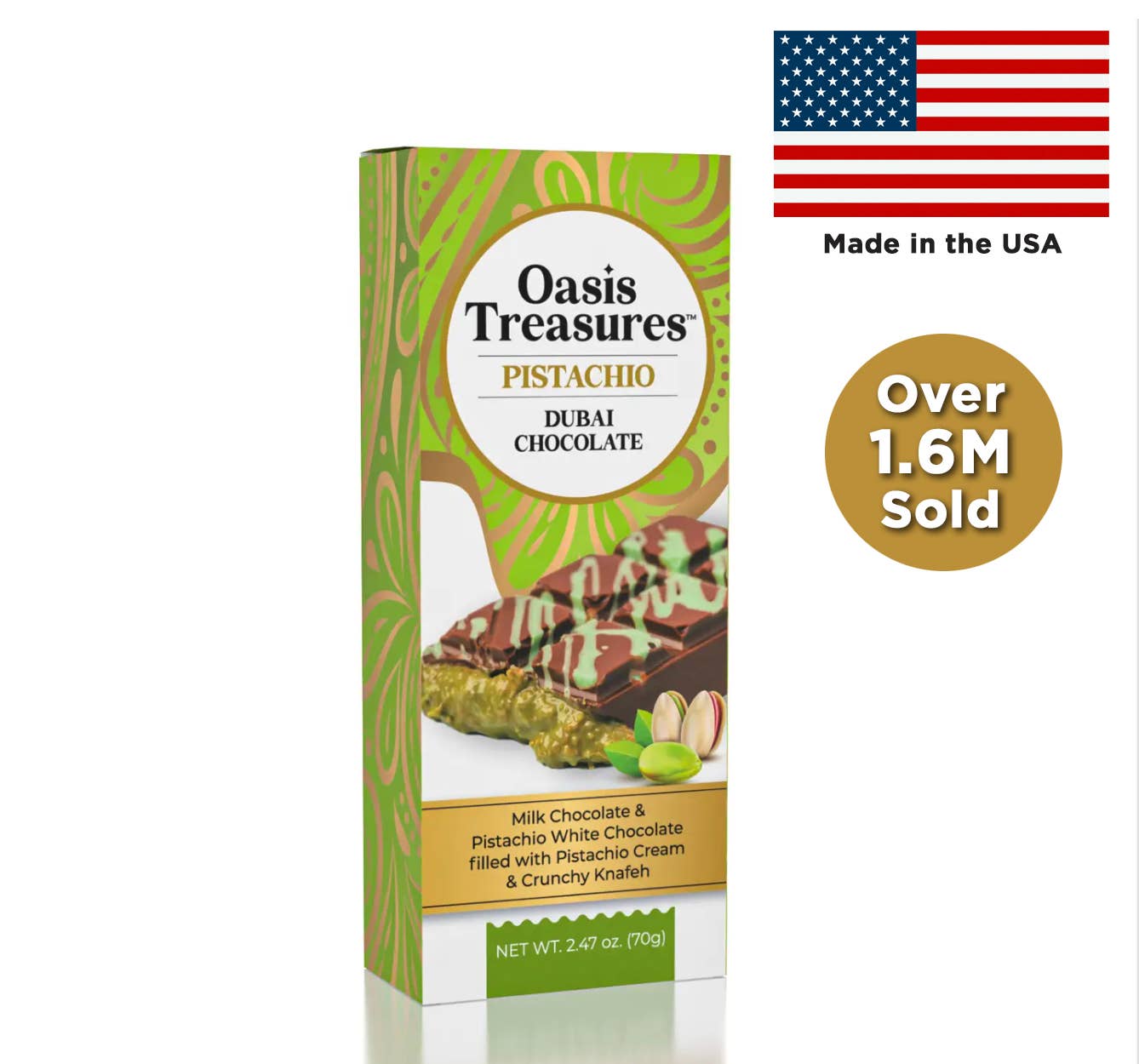 Dubai Chocolate Bar Pistachio by Oasis Treasures Made in USA – Mi ...